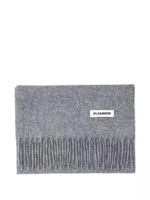 JIL SANDER Fringed-edge Scarf - Grey