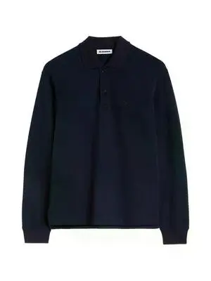 JIL SANDER Monogram-embroidered Polo Shirt - Blue