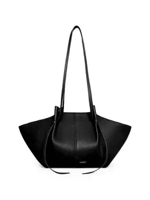 Yuzefi Pebble-Grained Pleated Shoulder Bag Black
