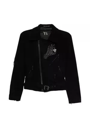 Y’s Bead-embellished Belted Jacket - Black