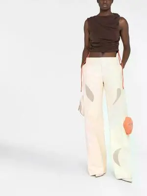 Off-White Beige Cotton Paneled Cargo Trousers