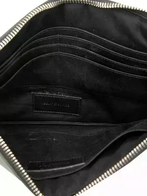 Saint Laurent Leather Multi Patch Zip Pouch Clutch Bag
