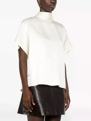 Brunello Cucinelli High Neck Silk Blouse