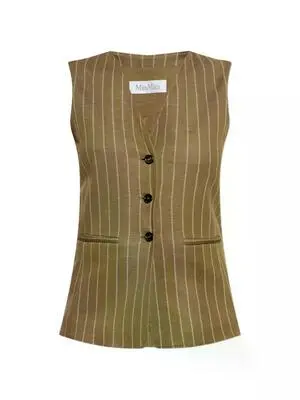 Max Mara Riccio Pinstriped Waistcoat - Green