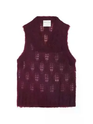 FORTE_FORTE Open-knit Sleeveless Vest - Red