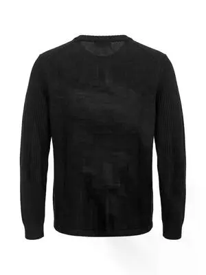 Prada Ribbed Knit Crew Neck Sweater With Zip Pocket