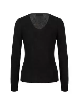 Malo Fine Knit V-neck Sweater - Black