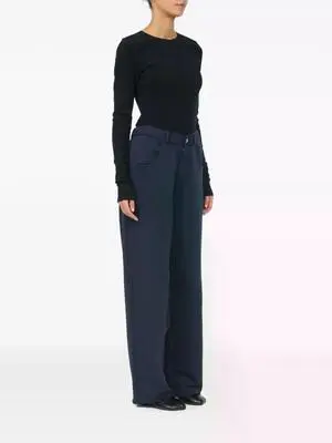MAISON MARGIELA Navy Cotton Wide Leg Raw-cut Hem Pants