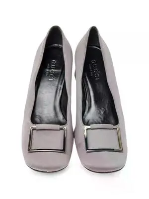 Gucci Square-toe Metal Buckle Pumps