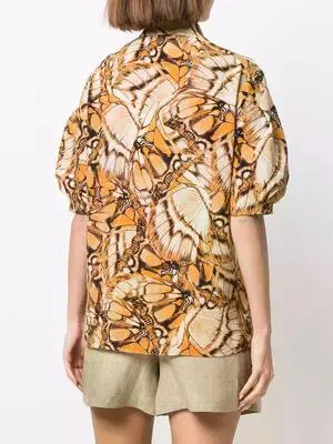 Alberta Ferretti Butterfly Print Silk Shirt