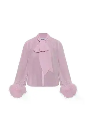 SELF-PORTRAIT Feather Trimmed Pussy-bow Shirt