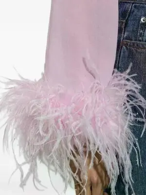 SELF-PORTRAIT Feather Trimmed Pussy-bow Shirt
