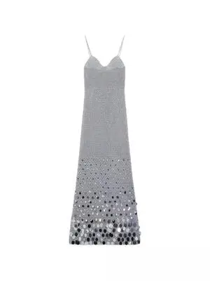 Casablanca Crochet Sequin Embellished Dress - Silver