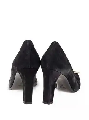 Gucci Square-toe Metal-trim Suede Pumps