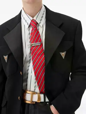 Versace Printed Silk Twill Tie - Red
