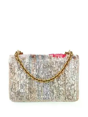 Valentino Garavani Vlogo Signature Floral Embroidered Shoulder Bag - Silver