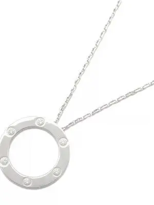 Cartier 18k White Gold Diamond Circle Pendant Necklace