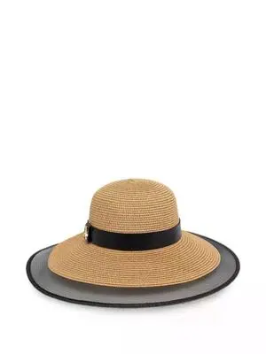 Patrizia Pepe Mesh-trimmed Straw Hat - Neutrals