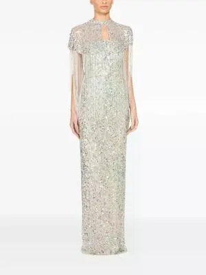 Jenny Packham Astralis Cape With Fringe Embellishment - Silver