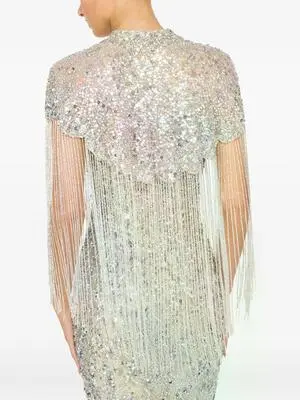 Jenny Packham Astralis Cape With Fringe Embellishment - Silver
