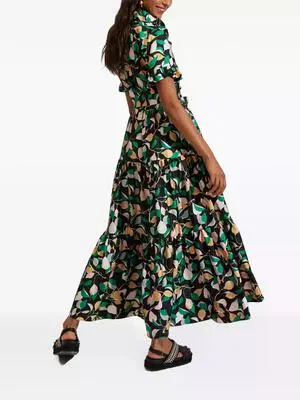 La DoubleJ Tiered Printed Silk Maxi Dress - Black