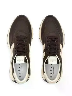 Hogan H601 Paneled Leather Sneakers - Brown