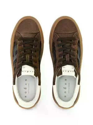Hogan Suede And Patterned Lace-up Platform Sneakers