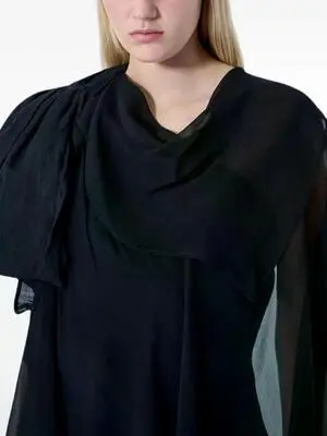 Yohji Yamamoto Asymmetric Layered-drape Midi Dress
