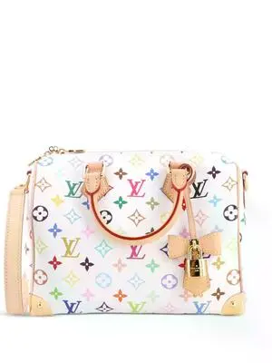 LOUIS VUITTON Monogram Multicolor Speedy Soft Bandouliere 25 Satchel - White