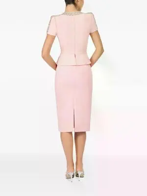 Jenny Packham Dubois Dress Sculpted Silhouette With Embellished Neckline - Pink