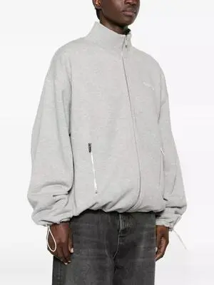 Miu Miu Logo Embroidered Zip-up Sweatshirt