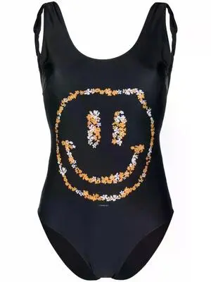 GANNI Floral Print One-piece Swimsuit - Black