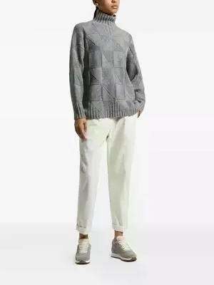 Peserico Geometric Sequin-embellished Roll Neck Sweater - Grey