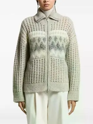 Peserico Embellished Jacquard-knit Cardigan - Neutrals