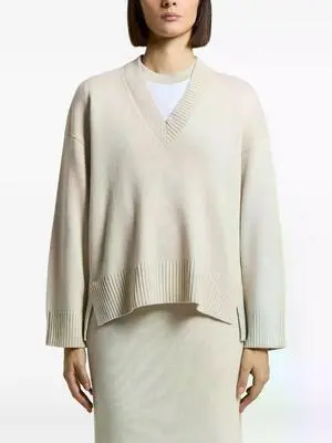 Peserico Ribbed-knit V-neck Sweater - Neutrals