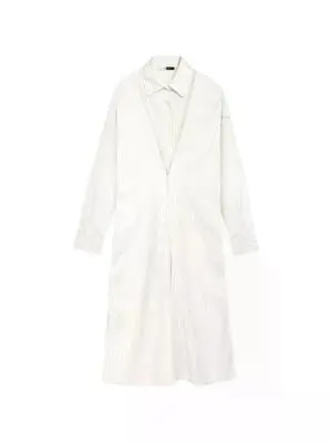 Vera Wang Striped Pleated Midi Shirt Dress - Neutrals