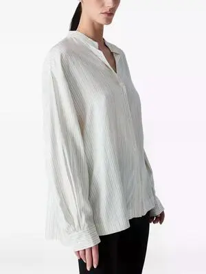 Vera Wang Boyfriend Striped Mandarin Collar Shirt