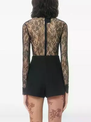 Valentino Garavani Floral Lace High Neck Bodysuit - Black