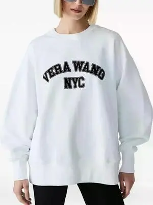 Vera Wang Oversized Cotton Crewneck Sweatshirt - White