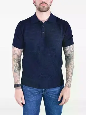 KANGRA Honeycomb-knit Polo Shirt - Blue