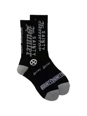 SAINT MXXXXXX Logo Intarsia-knit Crew Socks - Black