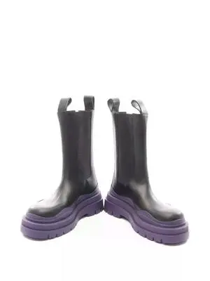Bottega Veneta Leather Chelsea Boots With Purple Sole