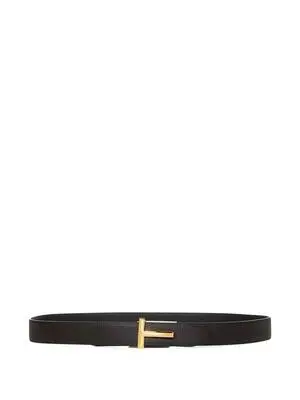 TOM FORD T-buckle Grained Leather Belt - Brown