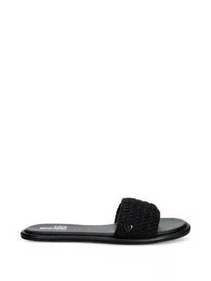Moschino Woven Heart Plaque Slides - Black