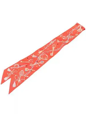 Hermès 2000-2026 Les Cles A Pois Silk Twilly Scarf Scarves - Multicolour