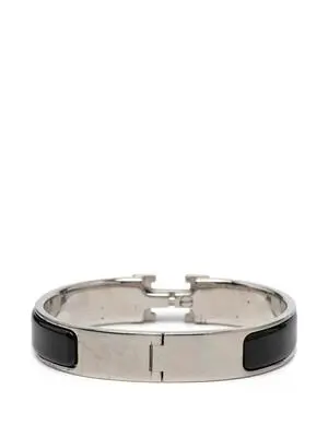 Hermès Enamel And Palladium Plated Metal Clic H Bracelet Pm