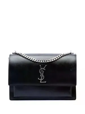 Saint Laurent Large Calfskin Monogram Sunset Crossbody Bag - Black