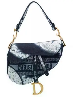 Dior Canvas Embroidered Tie Dye Saddle Bag Shoulder Bag