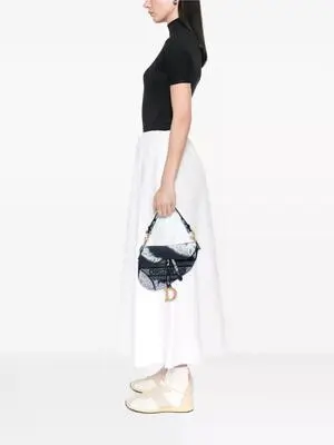 Dior Canvas Embroidered Tie Dye Saddle Bag Shoulder Bag