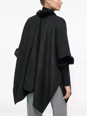 MORGAN Faux-fur Trim Textured Cape